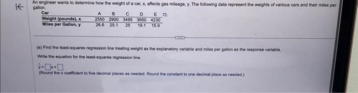 Solved (a) Find the least-squares regression line treating | Chegg.com