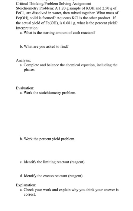 Solved Critical Thinking/Problem Solving Assignment | Chegg.com