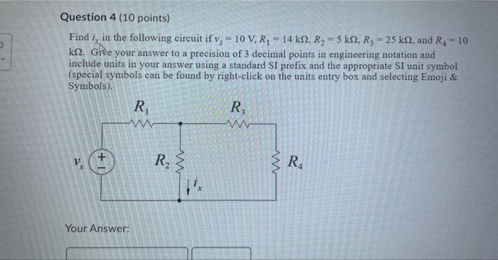Solved Find ix in the following circuit if vs=10 | Chegg.com