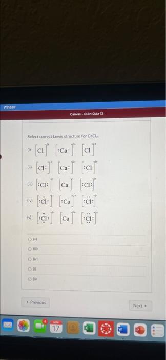 Solved Window Select correct Lewis structure for CaCl₂. [a] | Chegg.com