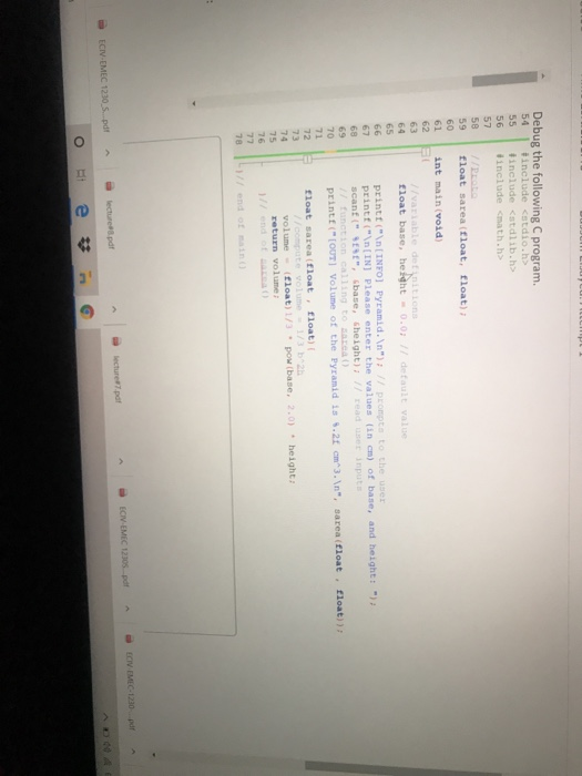 Solved Debug the following C program. 54 #include 55 | Chegg.com Solved Debug the following C program. 54 #include 55 | Chegg.com