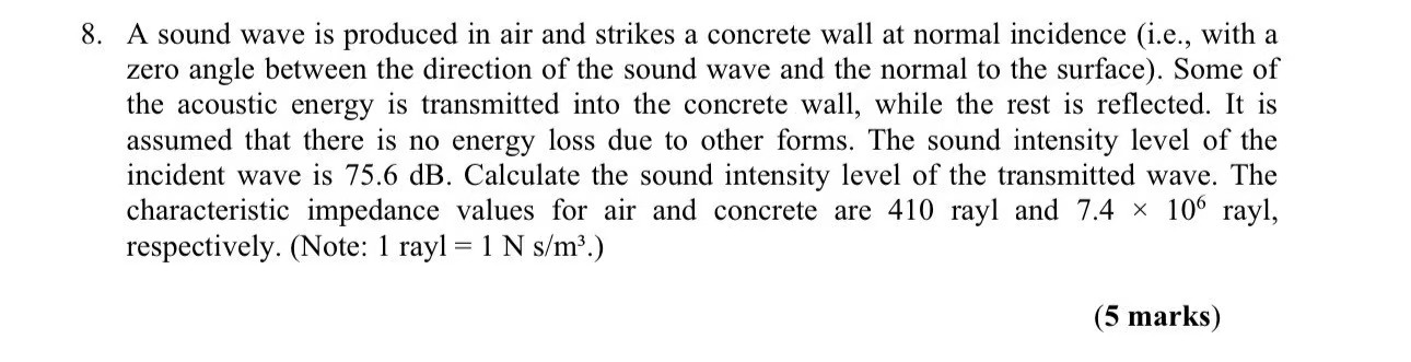 Solved 8. ﻿A sound wave is produced in air and strikes a | Chegg.com