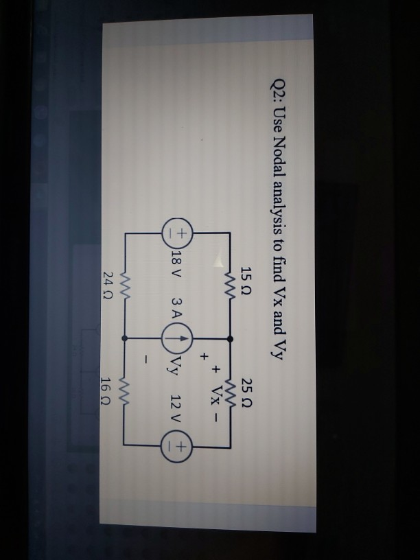 Solved Q2: Use Nodal analysis to find Vx and Vy 15Ω 25 Ω + | Chegg.com