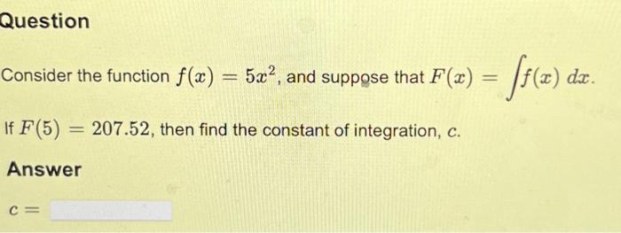 Solved Consider the function f(x)=5x2, and suppose that | Chegg.com