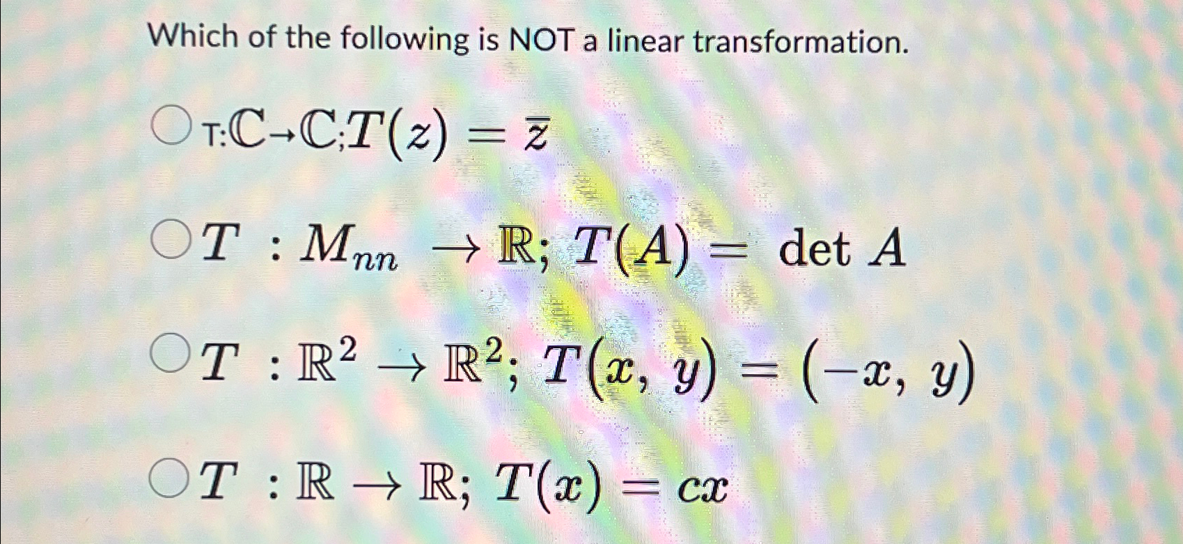 Solved Which of the following is NOT a linear | Chegg.com