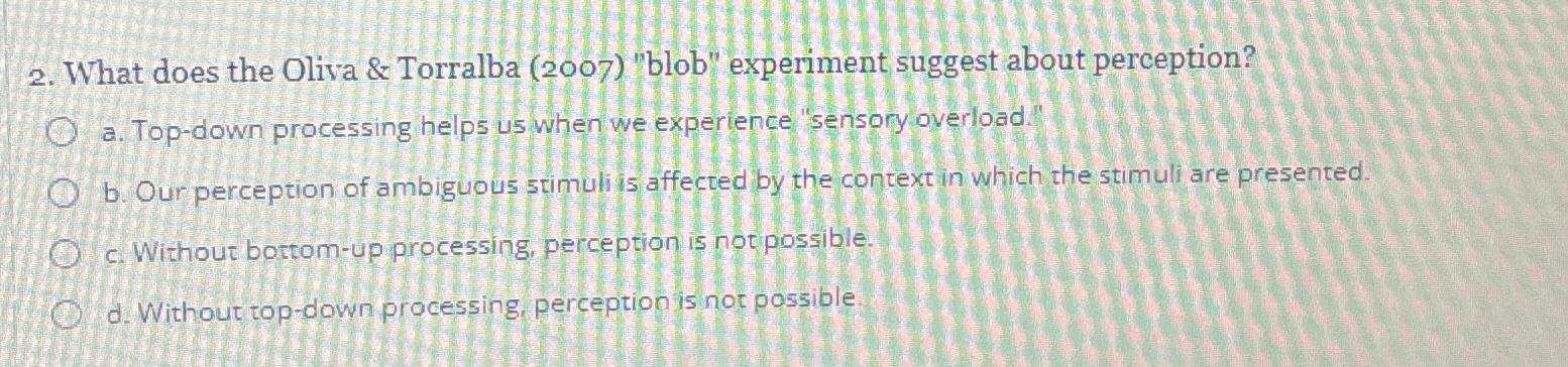 Solved What does the Oliva & Torralba (2007) ﻿"blob" | Chegg.com