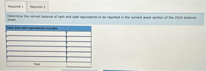 Solved Determine the correct balance of cash and cash | Chegg.com