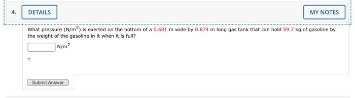 Solved What pressure (N/m2) is exerted on the bottom of a | Chegg.com