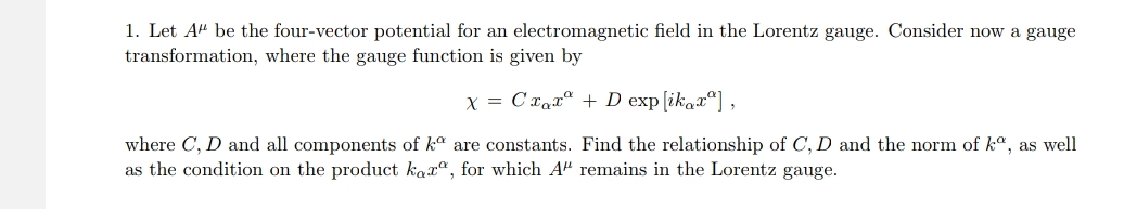 Solved Let Aμ ﻿be the four-vector potential for an | Chegg.com
