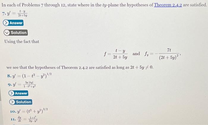 Solved In each of Problems 7 through 12, state where in the | Chegg.com