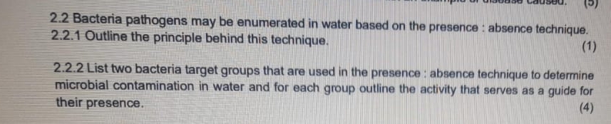 Solved 2.2 ﻿Bacteria pathogens may be enumerated in water | Chegg.com