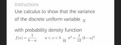 Solved Instructions Use calculus to show that the variance | Chegg.com