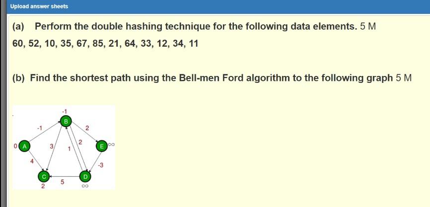 Solved (a) Perform the double hashing technique for the | Chegg.com