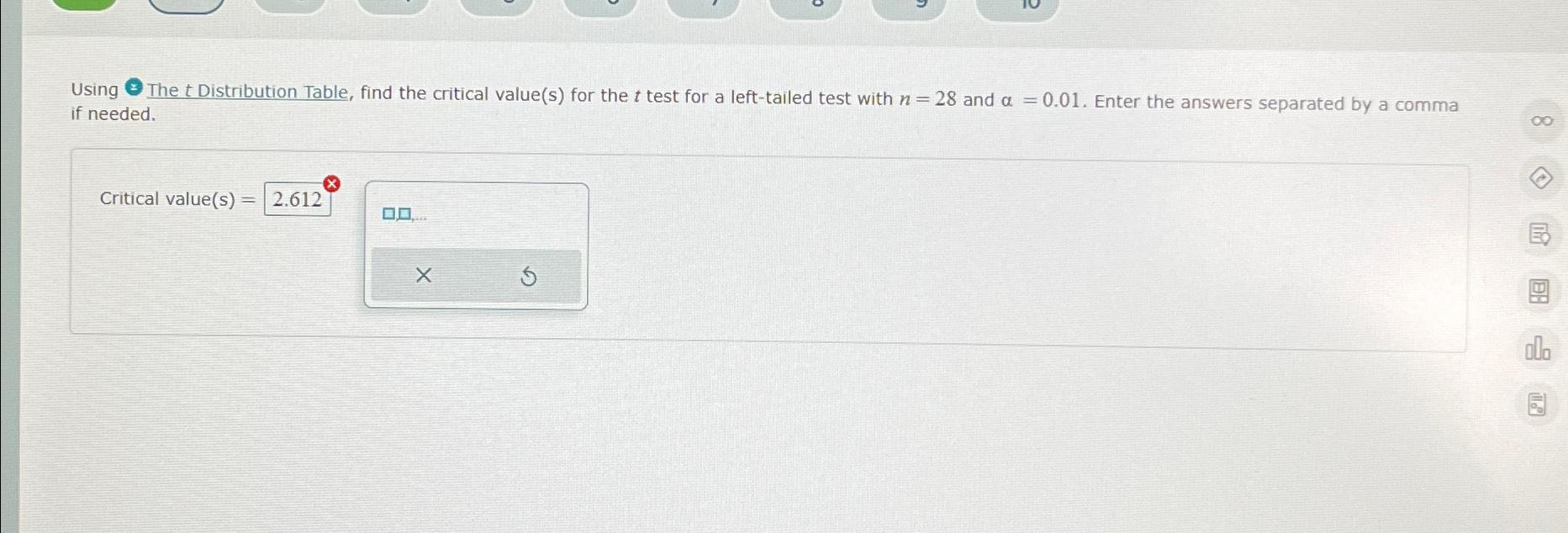 Solved Using 3 ﻿The t ﻿Distribution Table, find the critical | Chegg.com