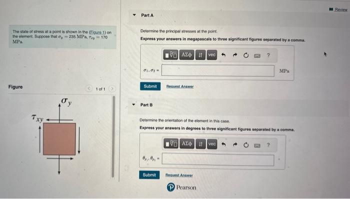 Solved The state of stross at a point is shown in the (Eguce | Chegg.com