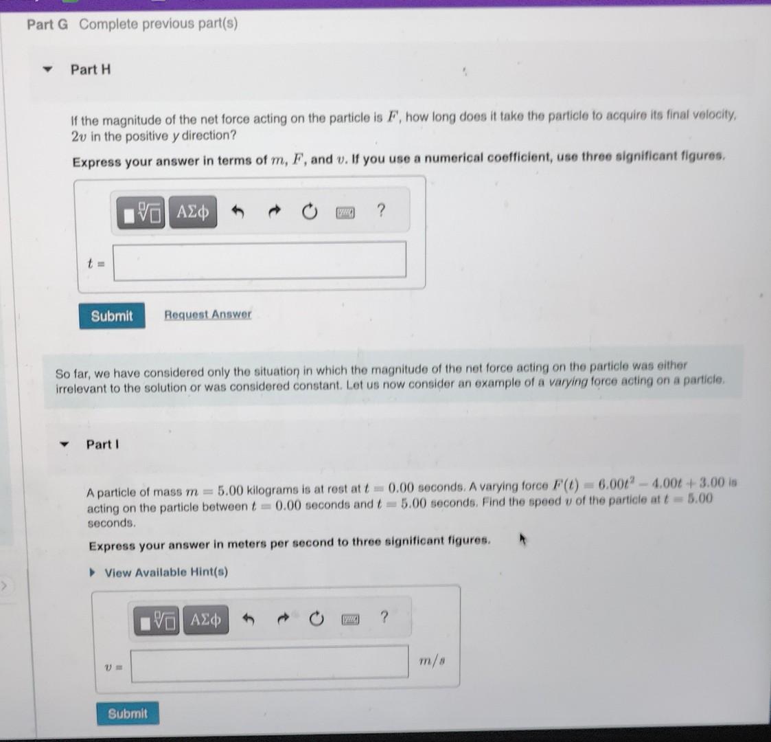 Solved The Impulse-Momentum Theorem Complete Parts A-I | Chegg.com