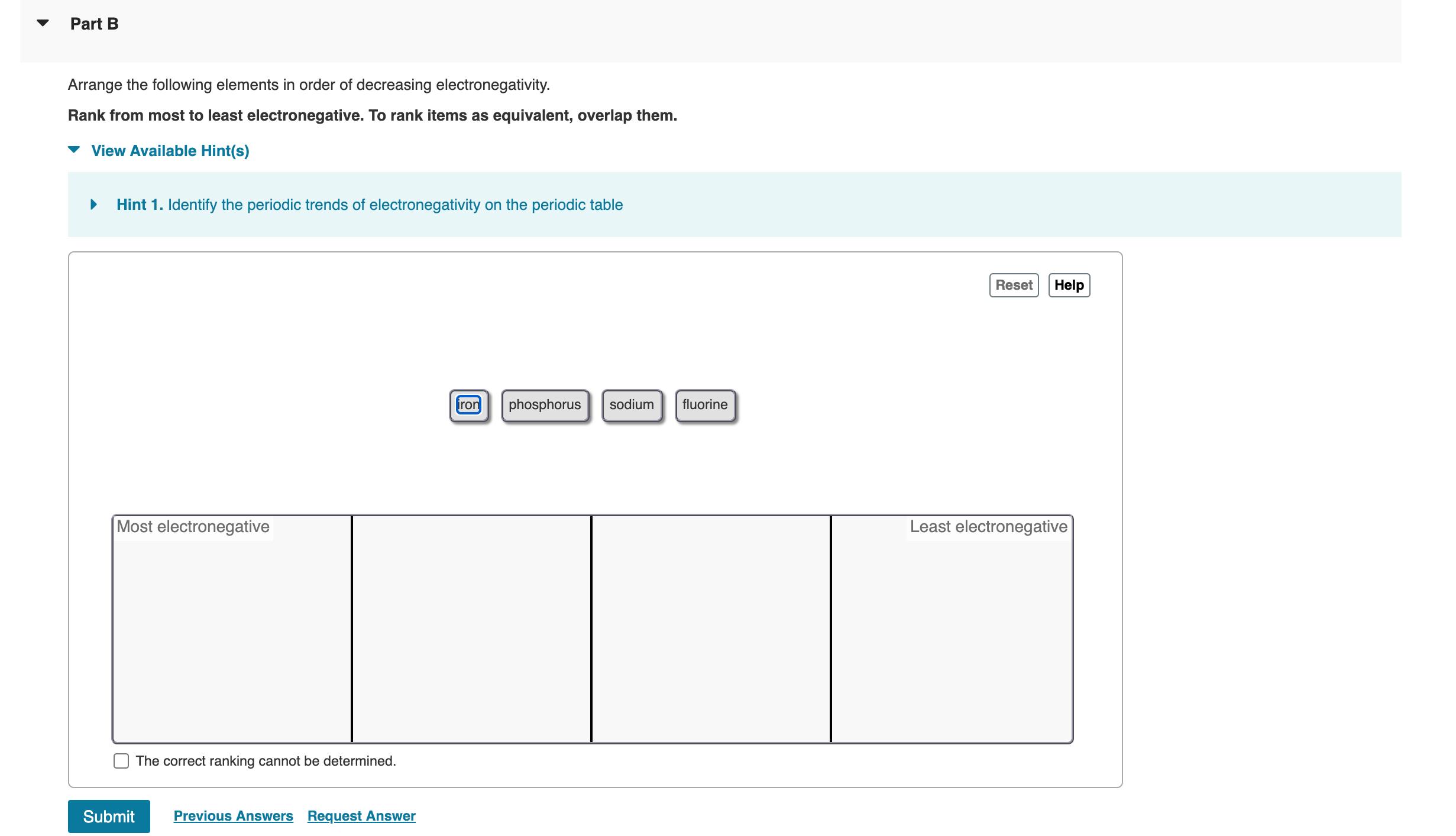 Solved Part BArrange the following elements in order of | Chegg.com