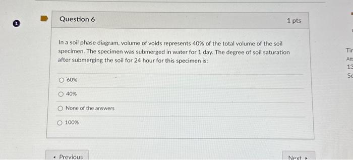 Solved In a soil phase diagram, volume of voids represents | Chegg.com