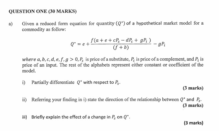 Solved QUESTION ONE (30 ﻿MARKS)a) ﻿Given a reduced form | Chegg.com