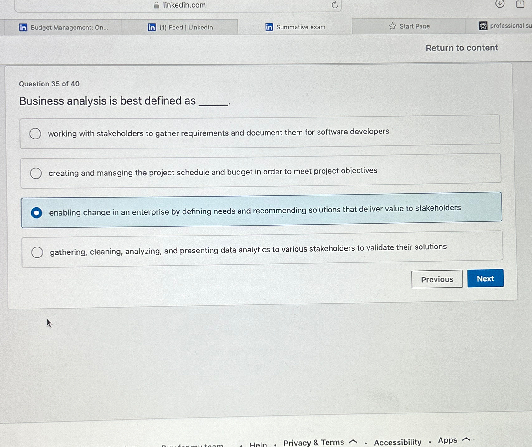 Solved linkedin.comBudget Management: On...(1) ﻿Feed / | Chegg.com