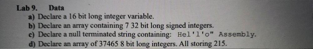 Solved Lab 9 Data A Declare A 16 Bit Long Integer 7538