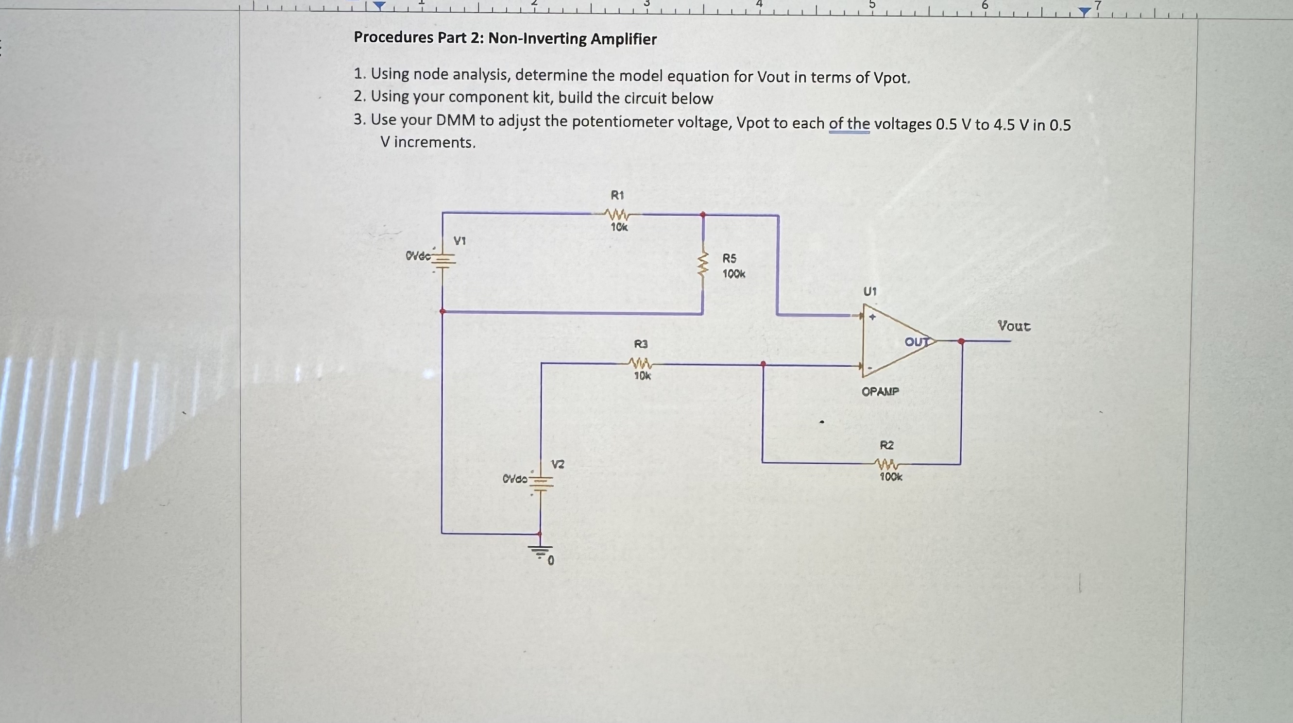 Solved Procedures Part 2: Non-Inverting AmplifierUsing node | Chegg.com