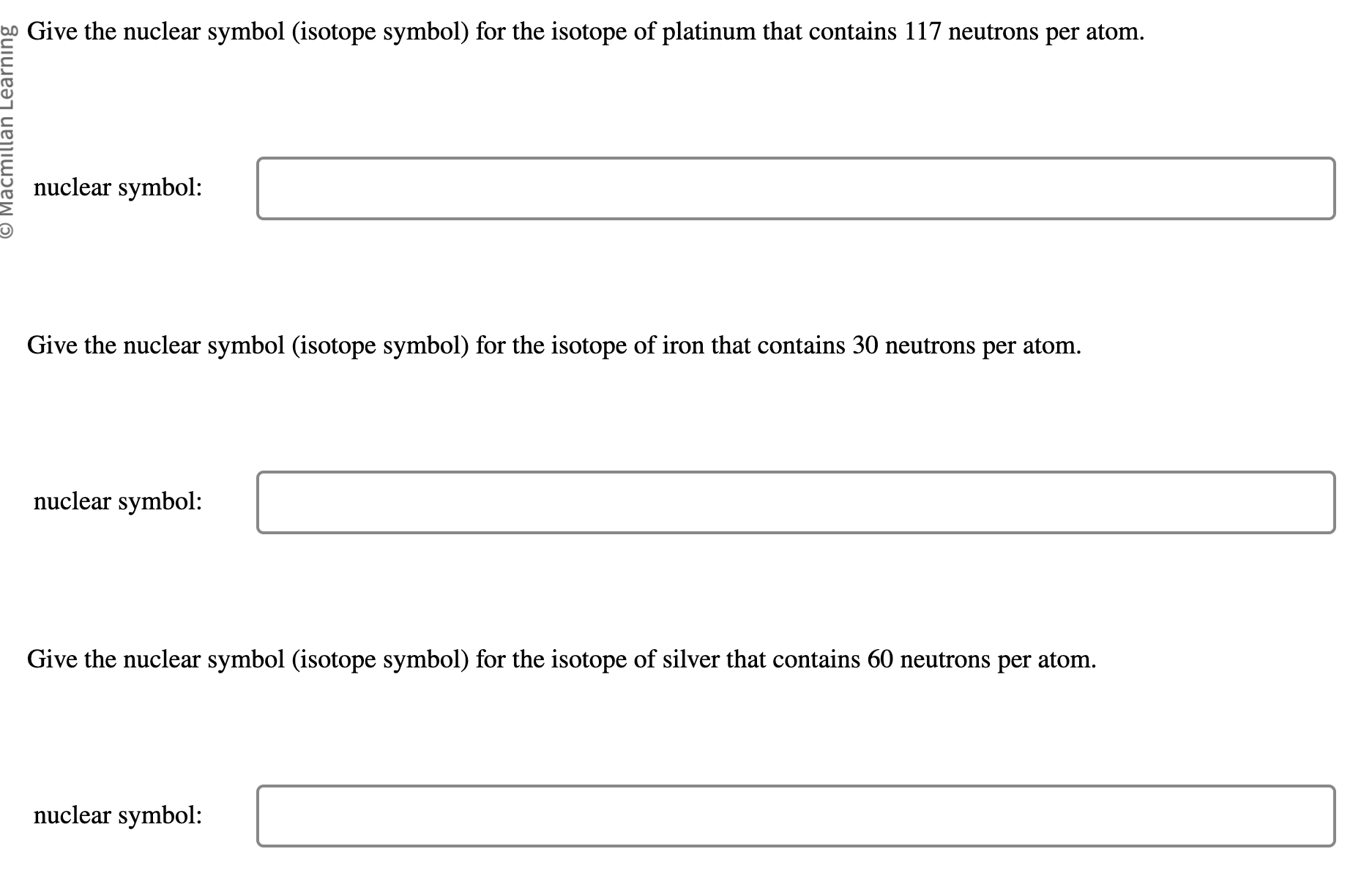 Solved Give the nuclear symbol (isotope ﻿symbol) ﻿for the | Chegg.com