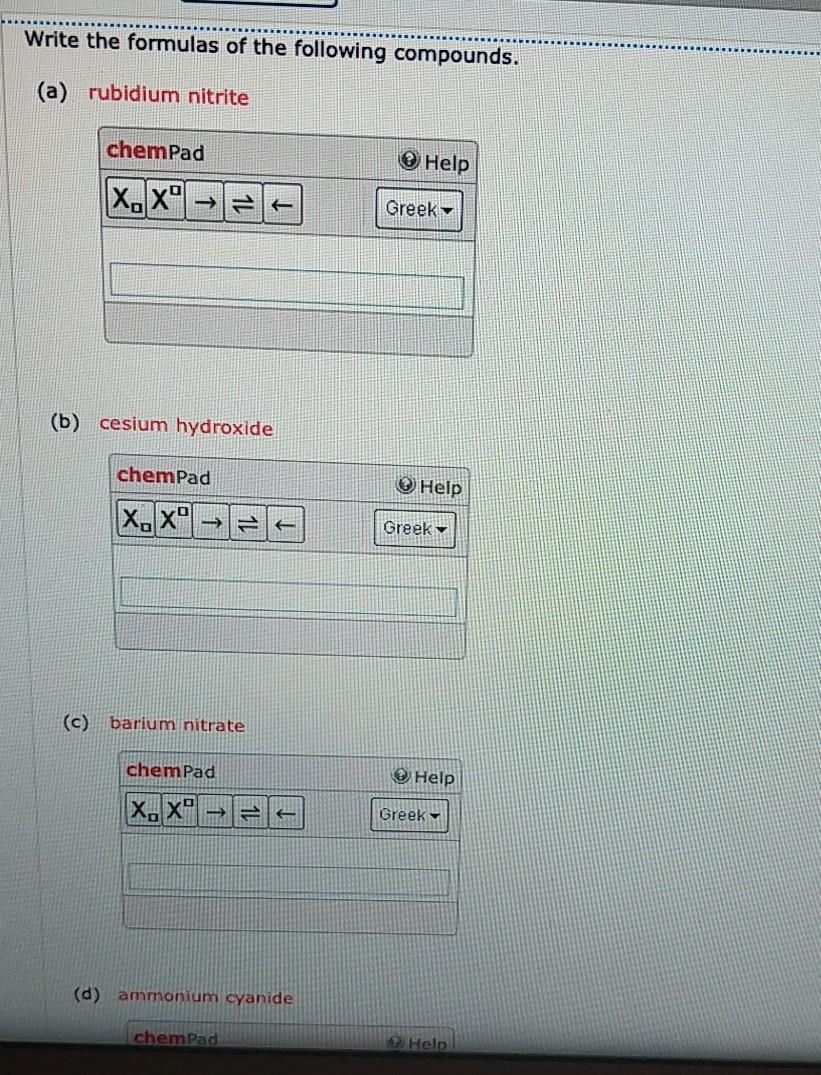 Solved Write the formulas of the following compounds. (a) | Chegg.com