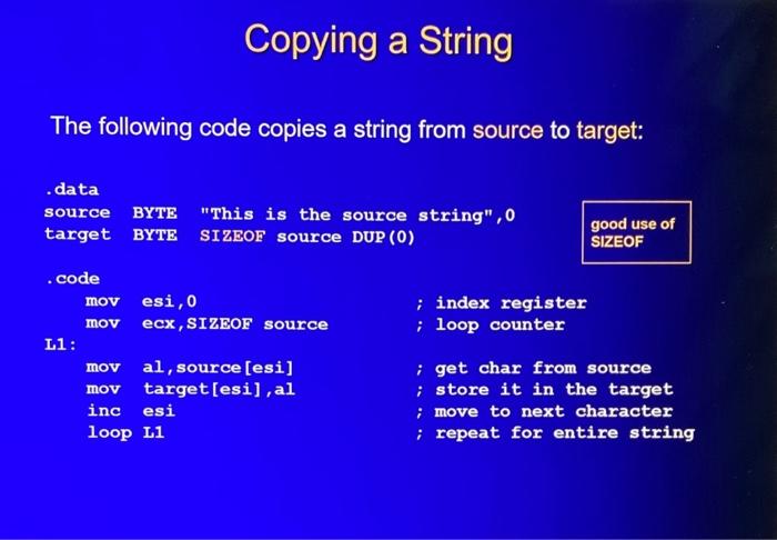 Solved need help turning code from Copying a String into a | Chegg.com