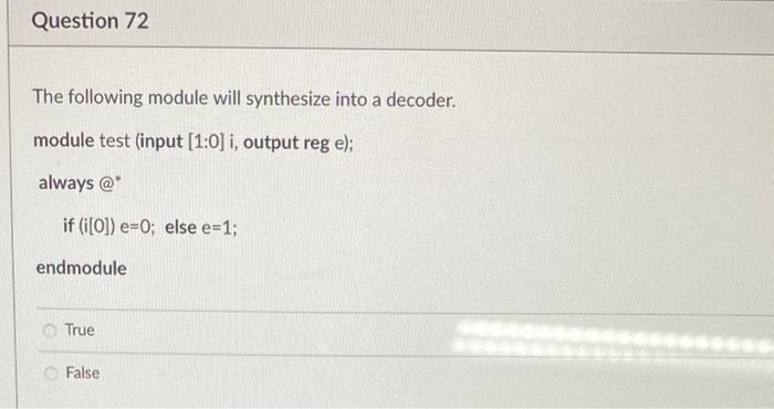 Solved The following module will synthesize to a | Chegg.com