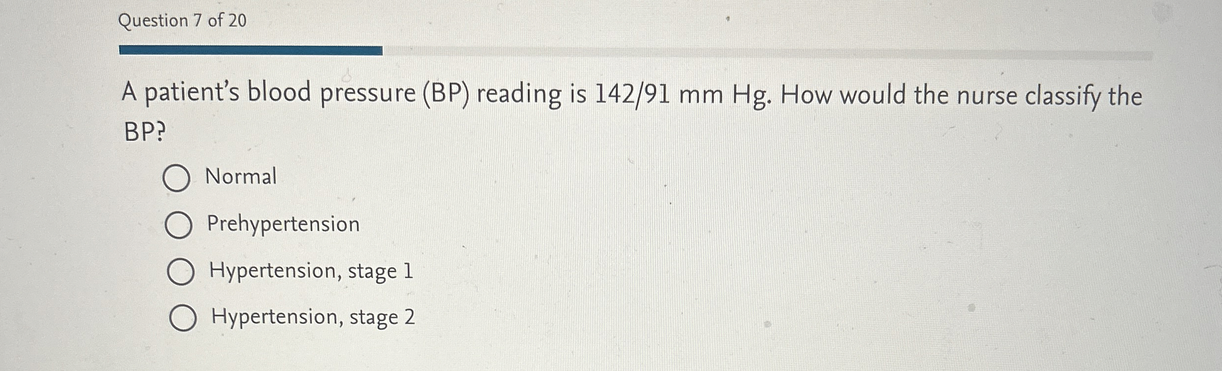 Solved Question 7 ﻿of 20A patient's blood pressure (BP) | Chegg.com