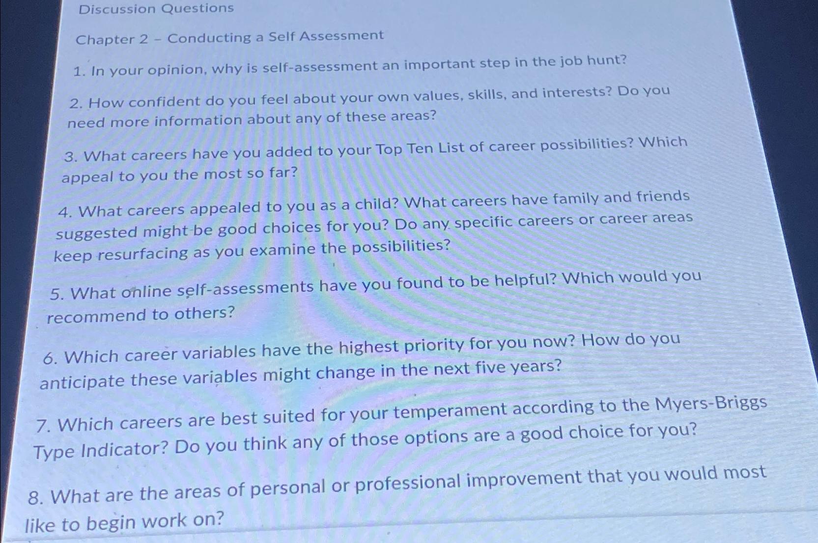 Discussion QuestionsChapter 2 - ﻿Conducting a Self | Chegg.com