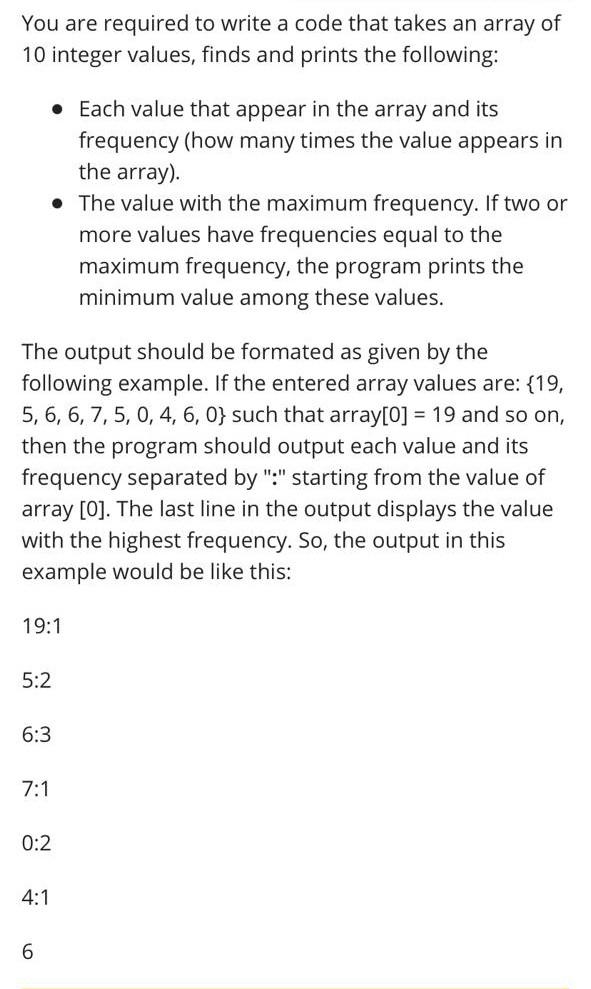 Solved You are required to write a code that takes an array | Chegg.com