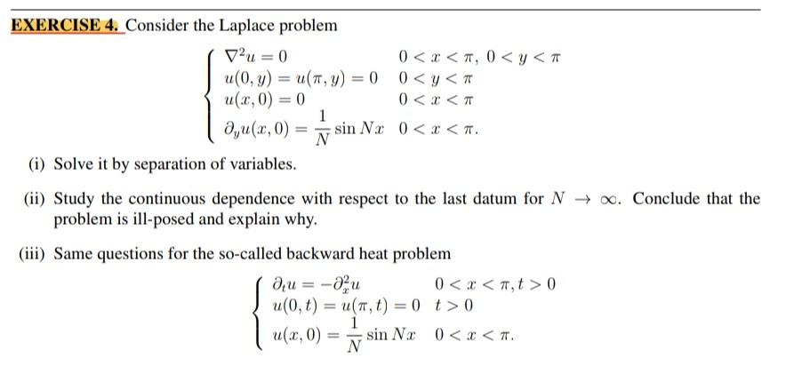 EXERCISE 4. Consider the Laplace problem | Chegg.com