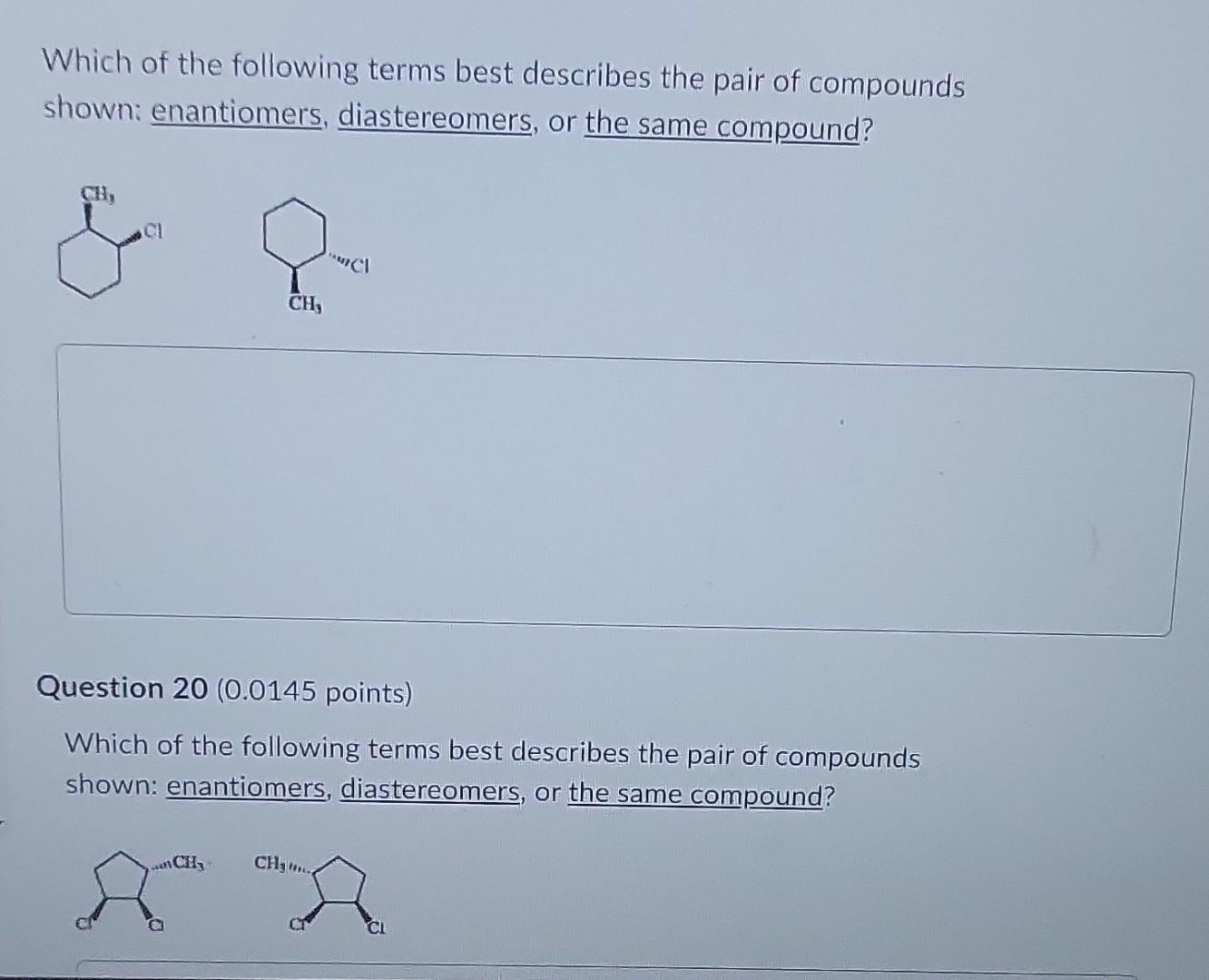 Solved Which of the following terms best describes the pair | Chegg.com