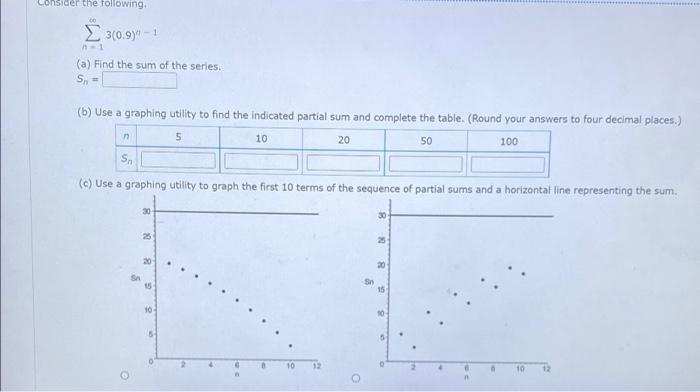 Solved Consider the following 00 3(0.9) (a) Find the sum of | Chegg.com