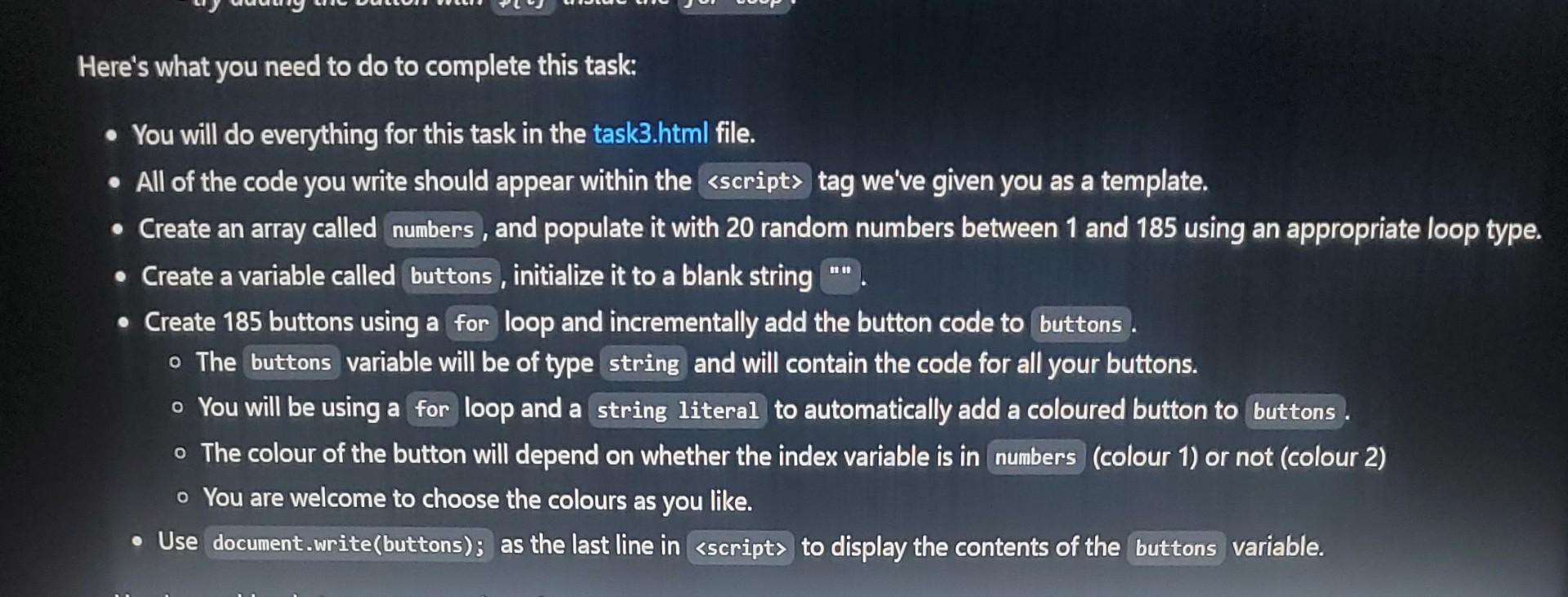 Solved I need to use math random,bootstrap, arrays, loops, | Chegg.com