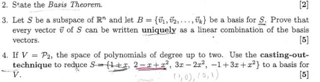 Solved 2. State the Basis Theorem. [2] 3. Let S be a | Chegg.com