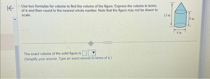 Solved Use two formulas for volume to find the volume of the | Chegg.com