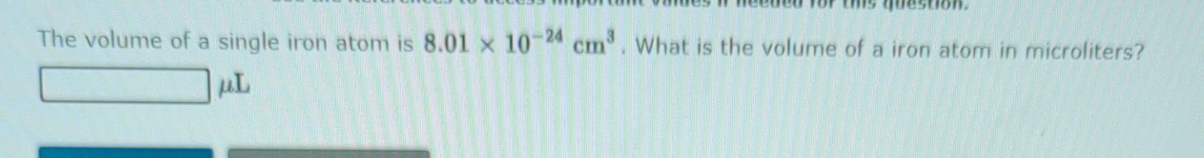 Solved The volume of a single iron atom is 8.01×10−24 cm3. | Chegg.com