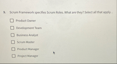 Solved Scrum Framework specifies Scrum Roles. What are they? | Chegg.com
