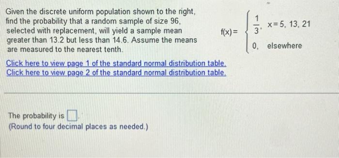 Solved Given the discrete uniform population shown to the | Chegg.com