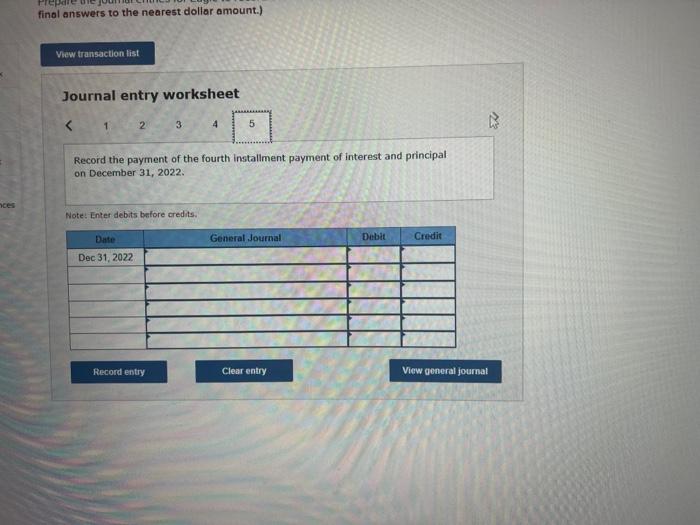 Solved Journal entry worksheet Record the payment of the | Chegg.com