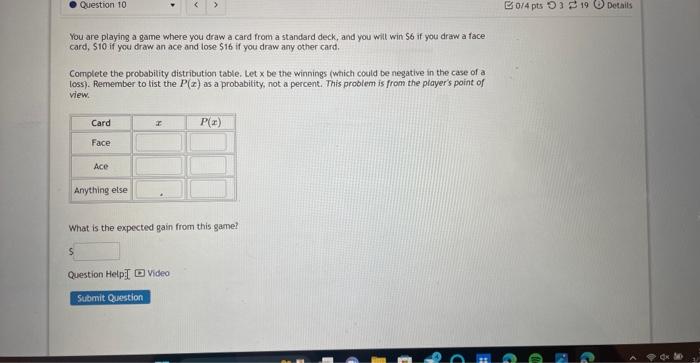 Solved You are playing a game where you draw a card from a | Chegg.com