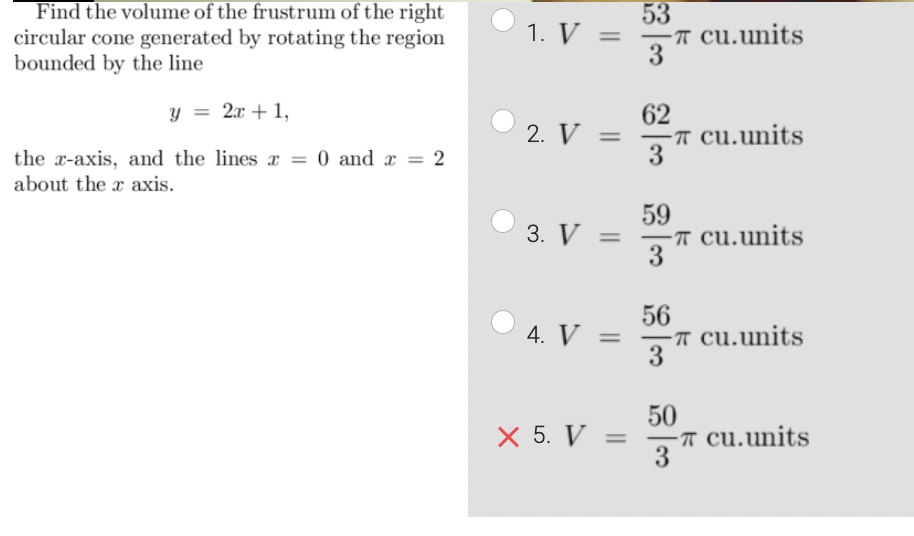 Solved Find the volume of the frustrum of the rightcircular | Chegg.com