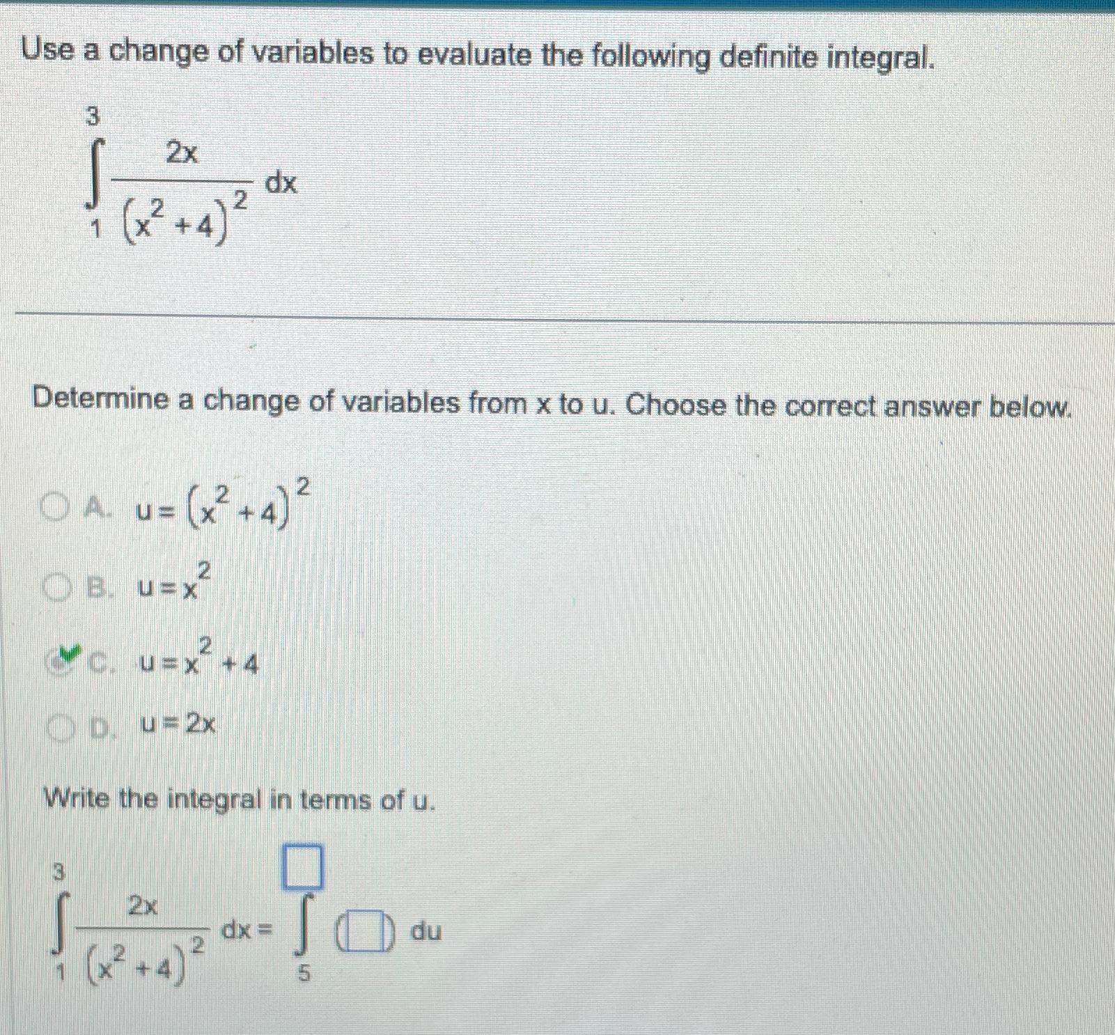 Solved Use a change of variables to evaluate the following | Chegg.com