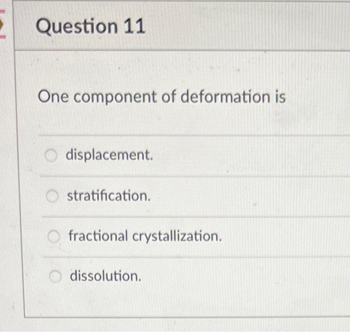 Solved One component of deformation is displacement. | Chegg.com