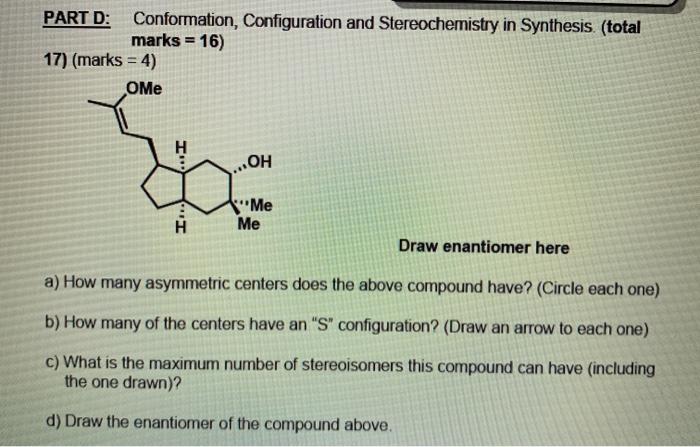 Solved PART D: Conformation, Configuration and | Chegg.com