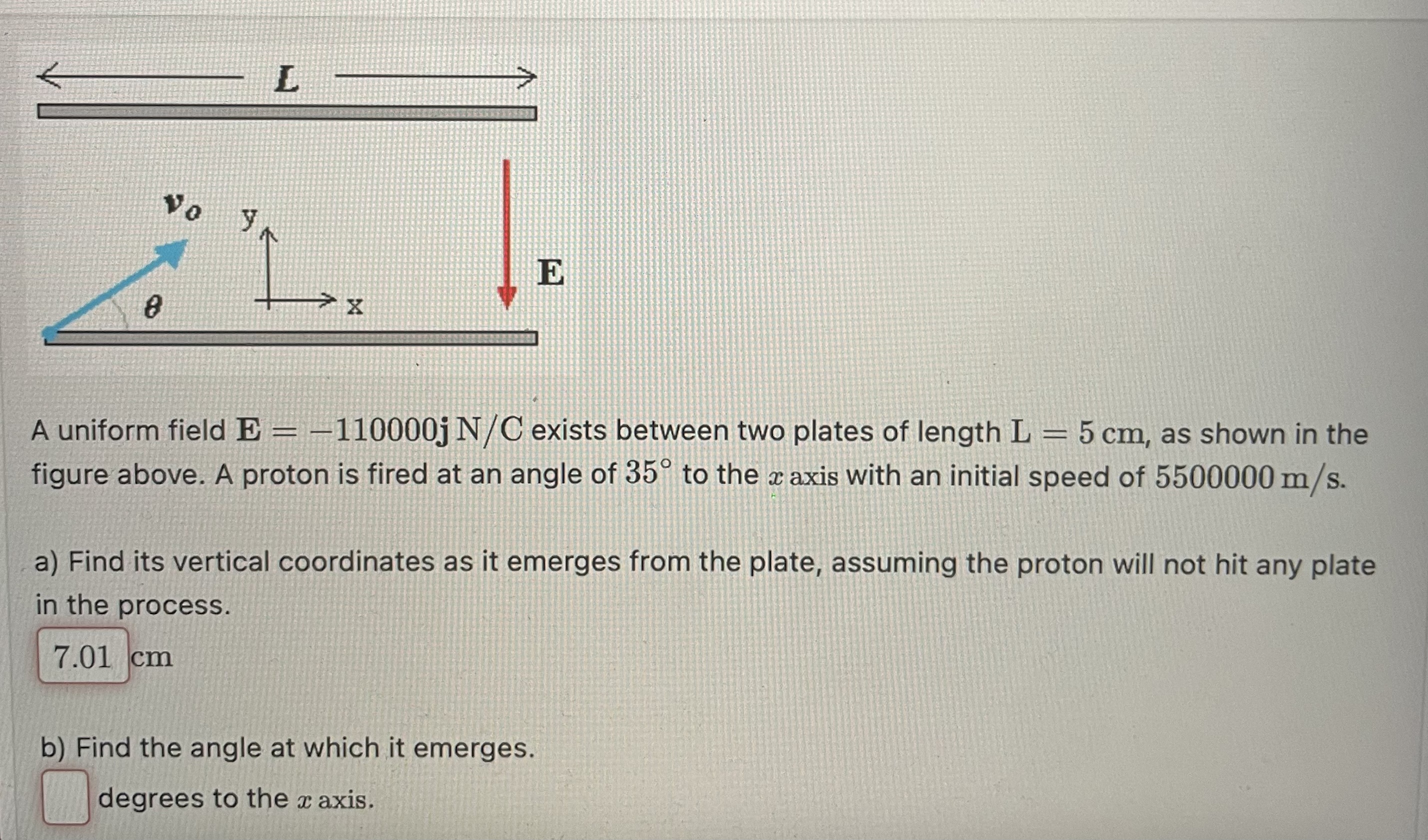 Solved A uniform field E=-110000jC ﻿exists between two | Chegg.com