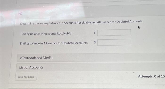 Determine the ending balances in Accounts Receivable | Chegg.com